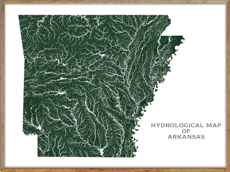 Arkansas Hydrological Map of Rivers and Lakes Arkansas Rivers | Etsy