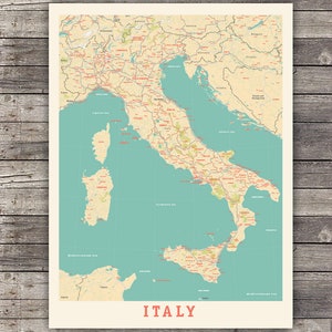 Map of Italy Poster Print - Italia - Gift Print Design Italy Map - Etsy