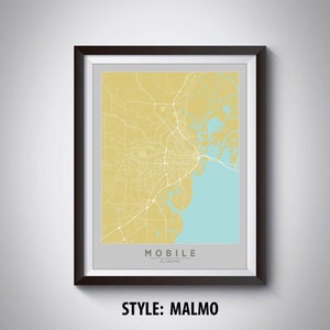 Map of Mobile, AL - Mobile Map - Mobile Poster - Office Décor - Wall ...