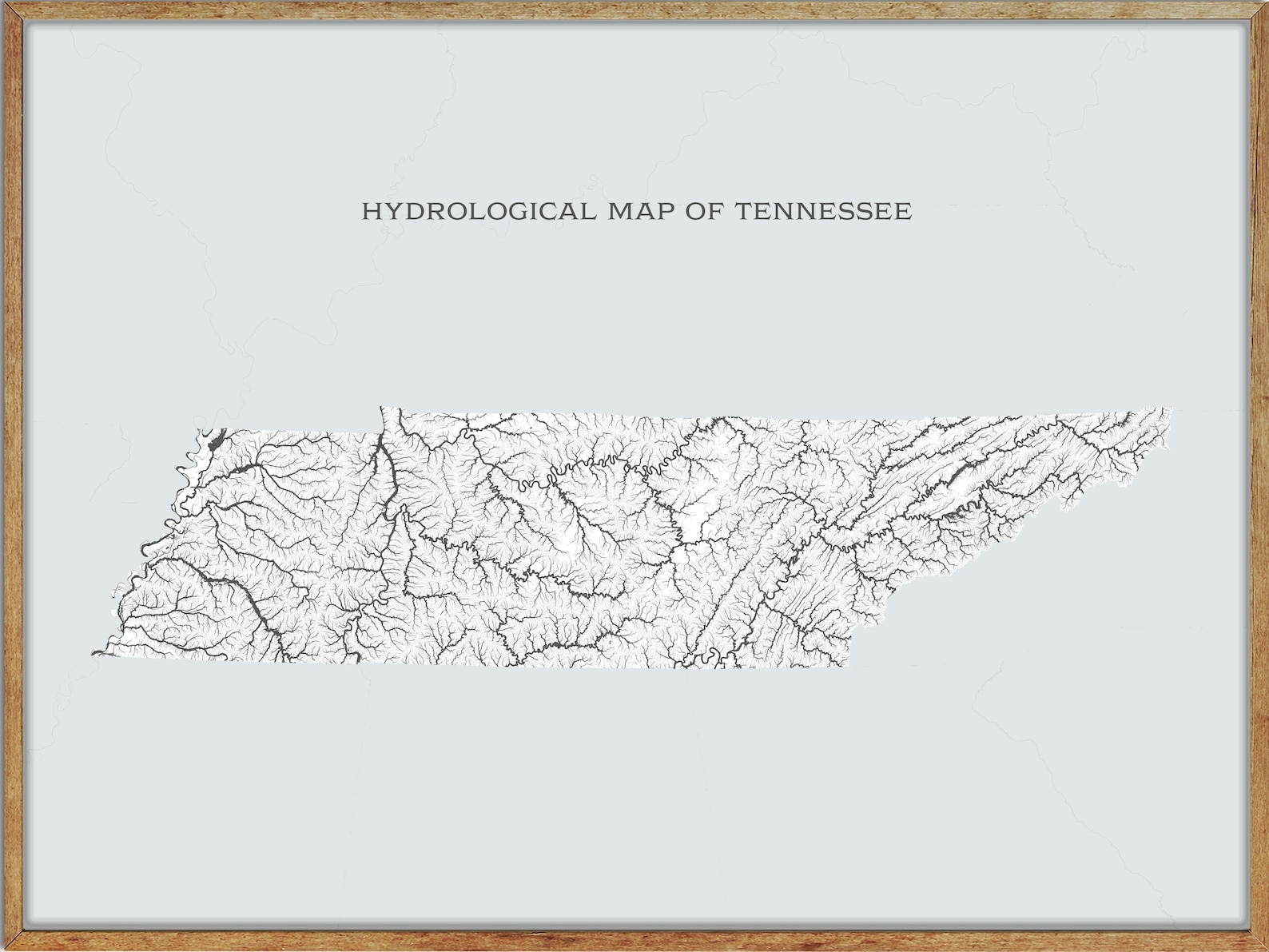 Tennessee Hydrological Map of Rivers and Lakes Tennessee | Etsy