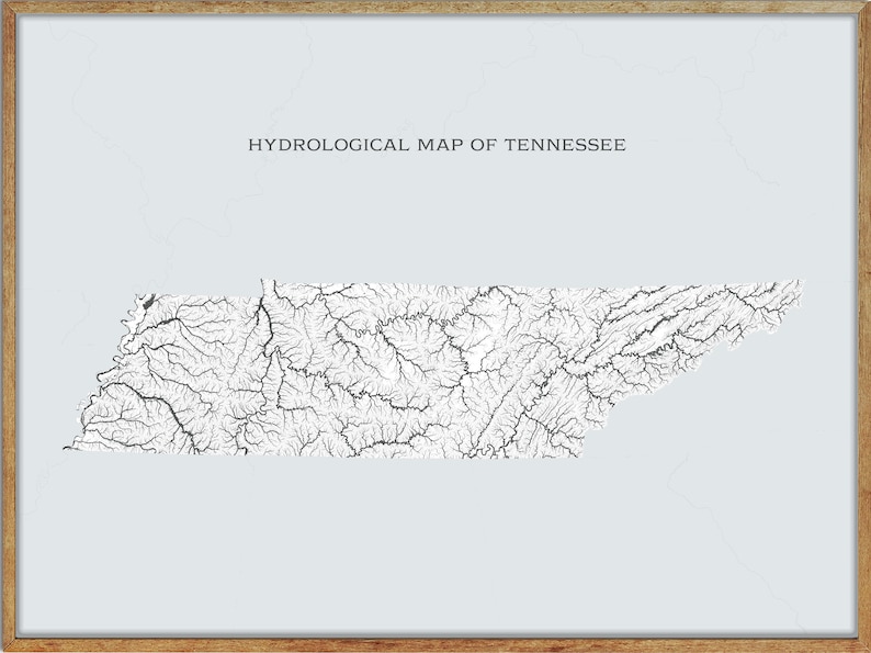 Tennessee Hydrological Map of Rivers and Lakes Tennessee | Etsy