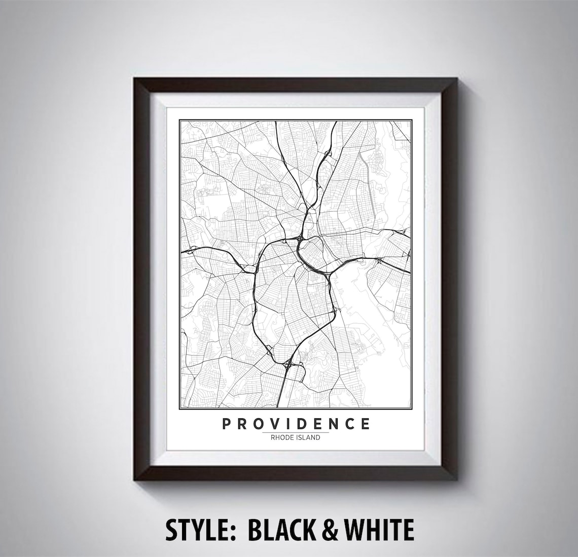 Map of Providence RI Providence Map Providence Poster - Etsy