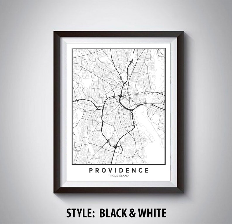 Map of Providence RI Providence Map Providence Poster - Etsy