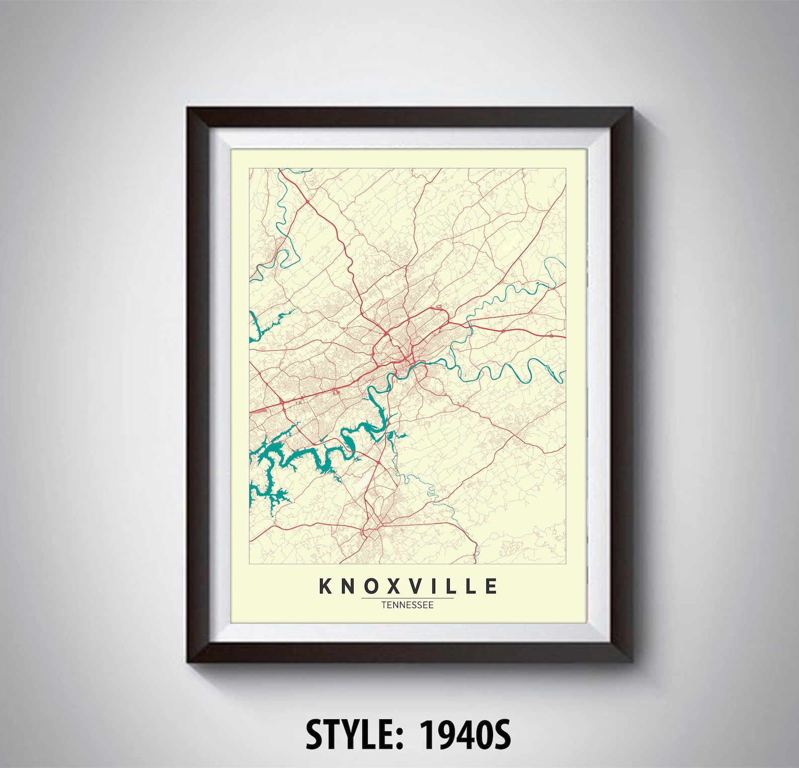 Map of Knoxville TN Knoxville Map Knoxville Poster | Etsy