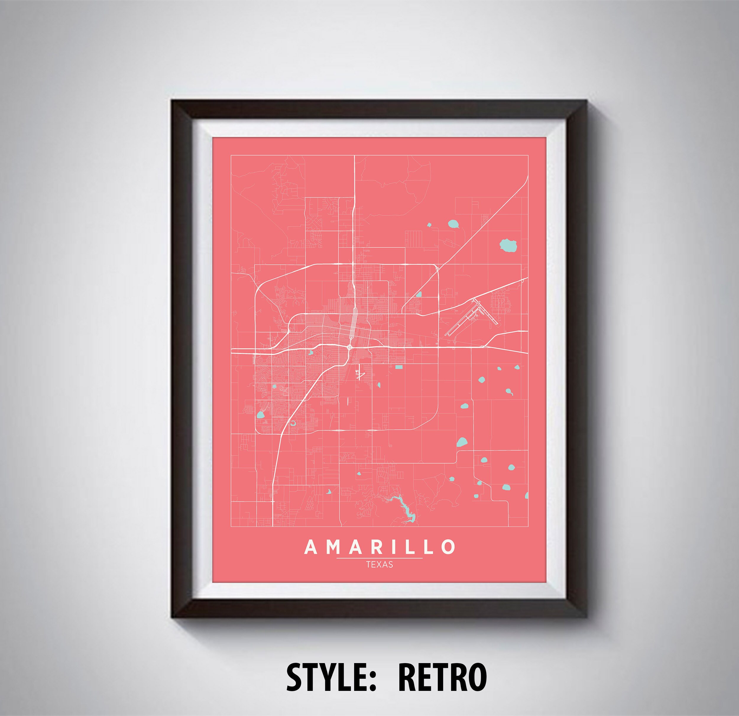 Map of Amarillo TX Amarillo Map Amarillo Poster Office - Etsy