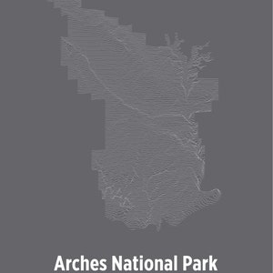 Arches National Park Ridgeline Map - Geographic Contours Print of ...