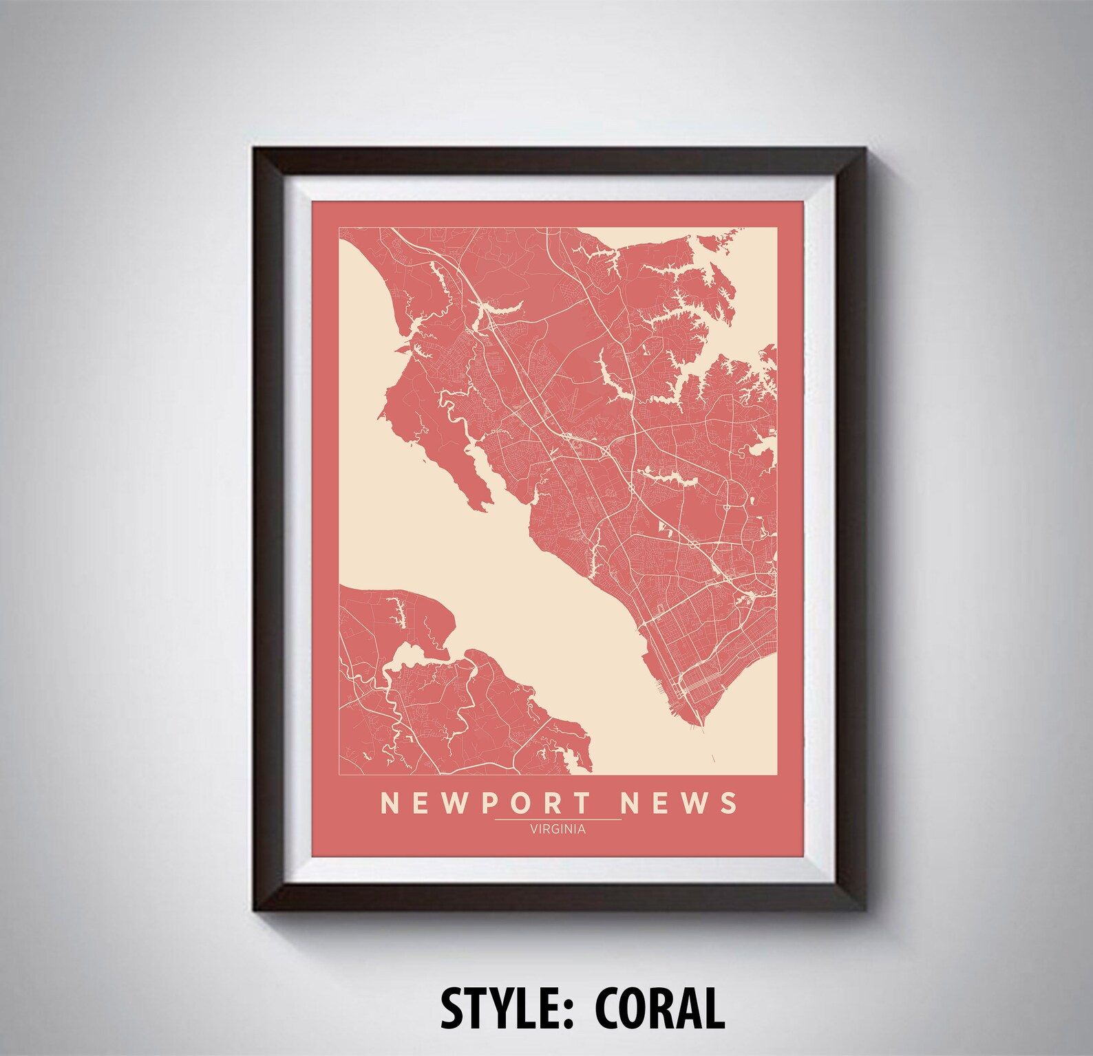 Map of Newport News VA Newport News Map Newport News | Etsy