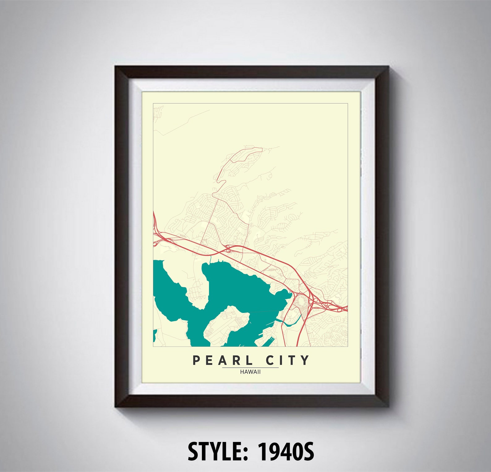 Map of Pearl City HI Pearl City Map Pearl City Poster - Etsy