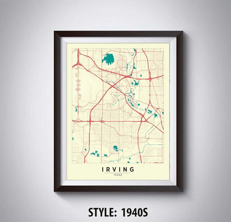 Map of Irving TX Irving Map Irving Poster Office Décor - Etsy