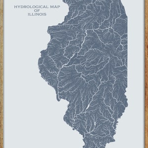 Illinois Rivers Map Poster: Hydrological Art Print - Etsy