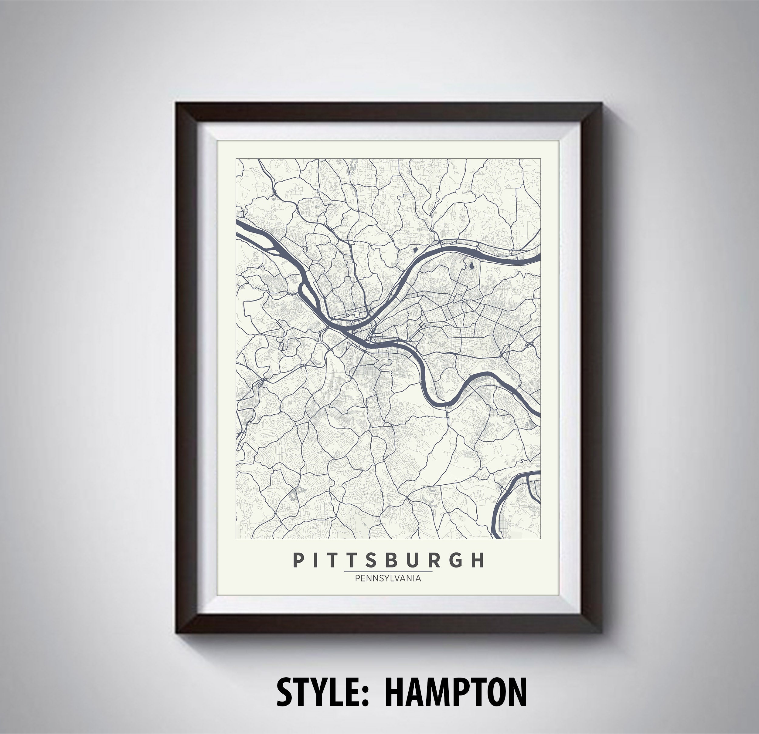 Map of Pittsburgh PA Pittsburgh Map Pittsburgh Poster - Etsy