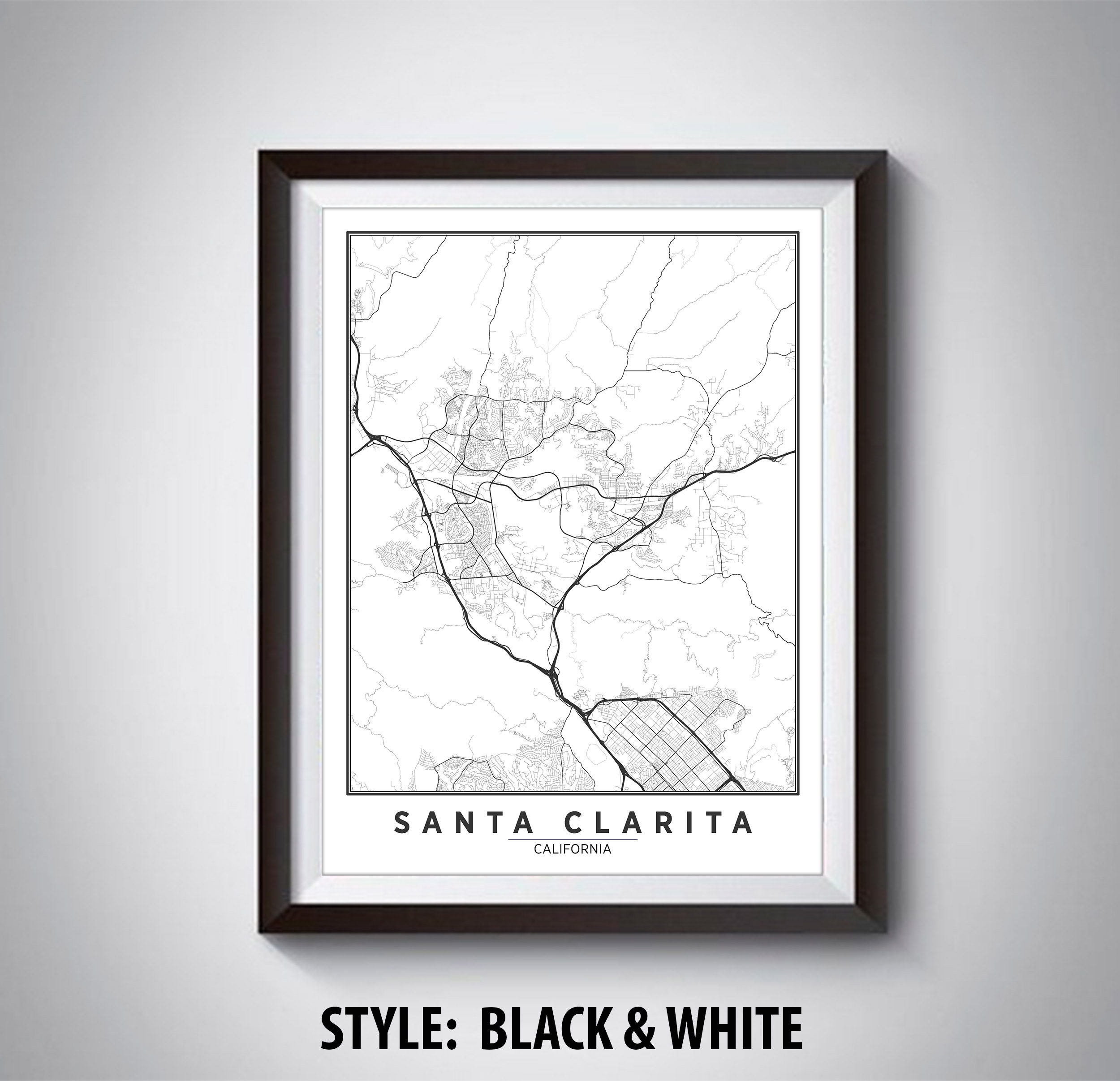 Map of Santa Clarita CA Santa Clarita Map Santa Clarita | Etsy