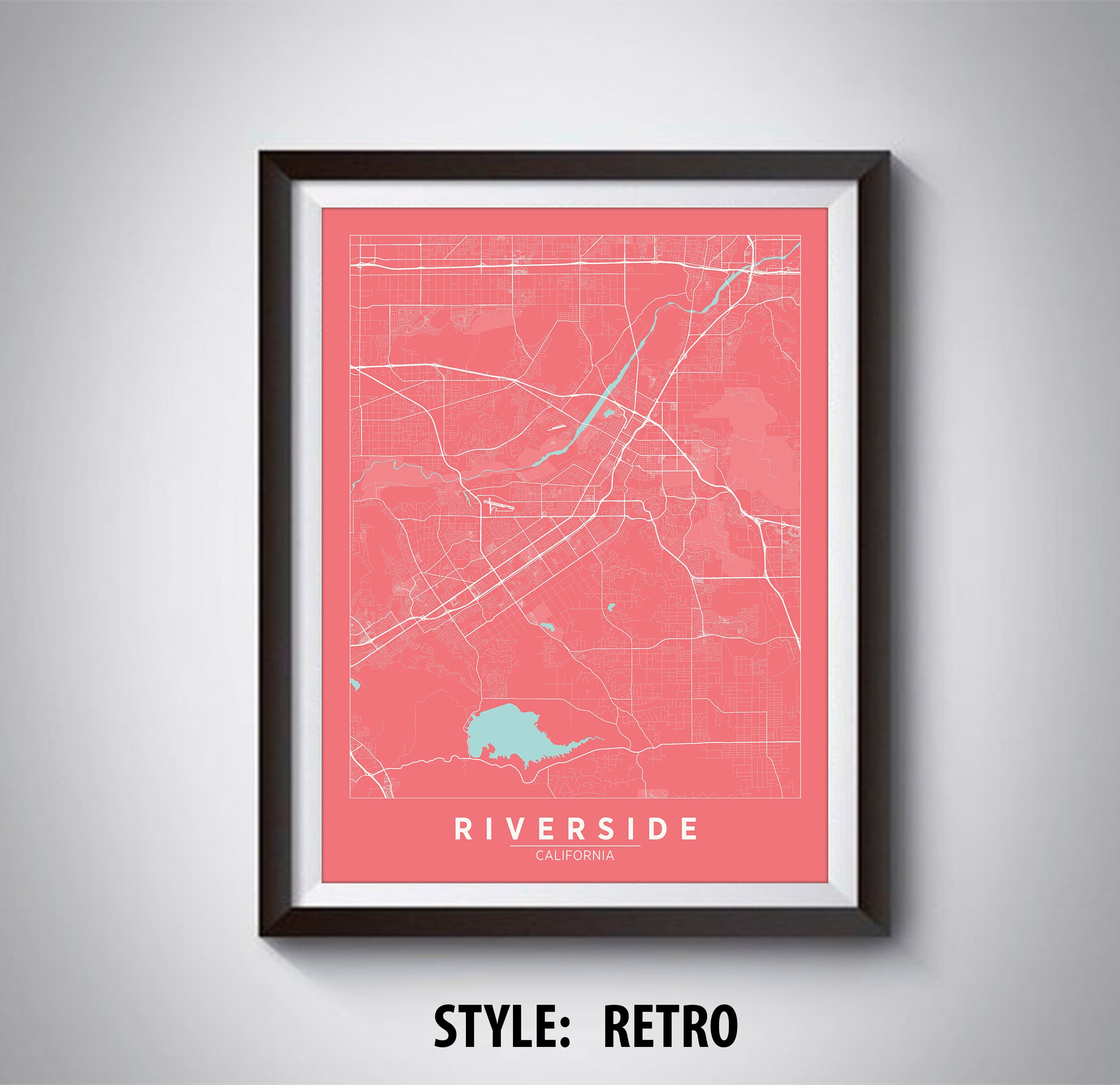 Map of Riverside CA Riverside Map Riverside Poster - Etsy