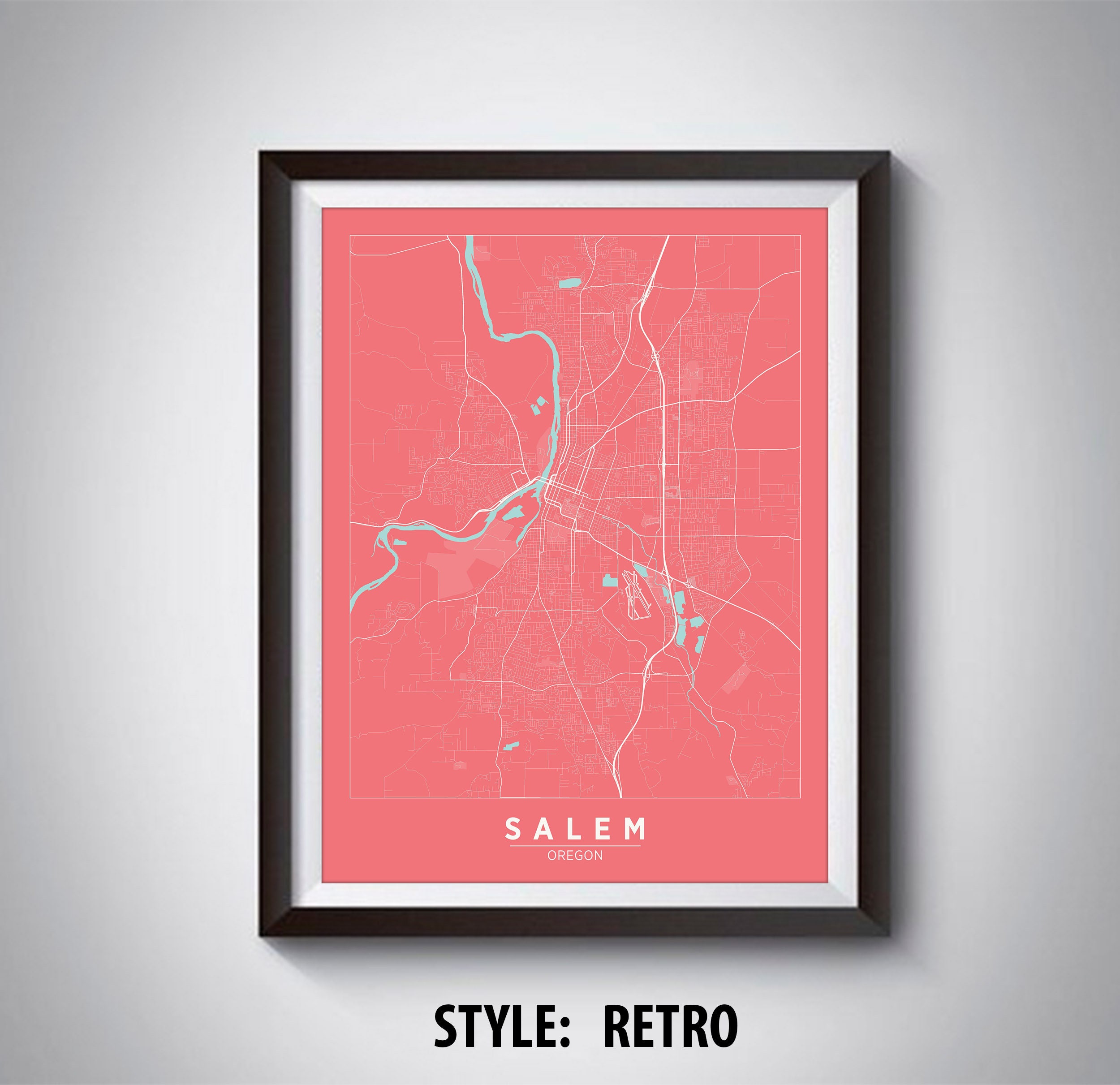 Map of Salem OR Salem Map Salem Poster Office Décor - Etsy