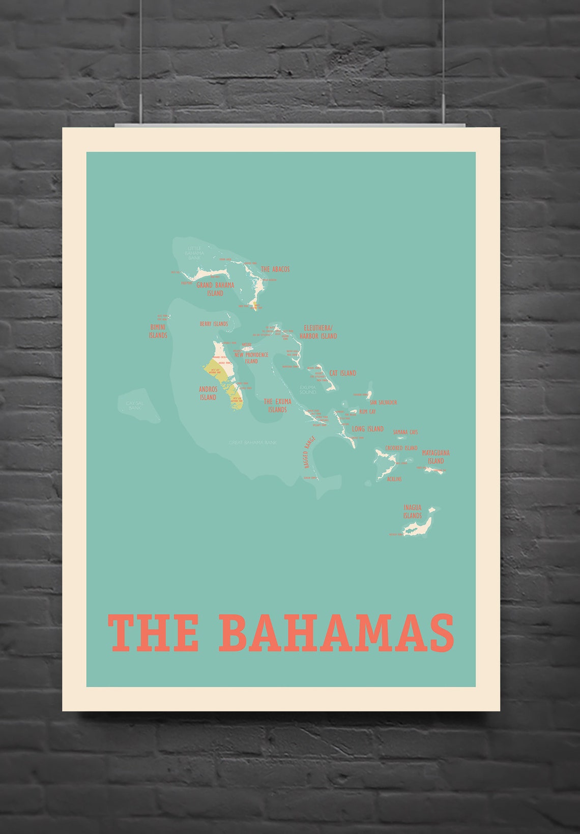 Bahama Islands Map Bahamas Map Carribean Poster Retro | Etsy