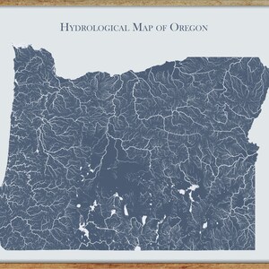 Oregon Rivers and Lakes Map Poster: Hydrological Art Print - Etsy