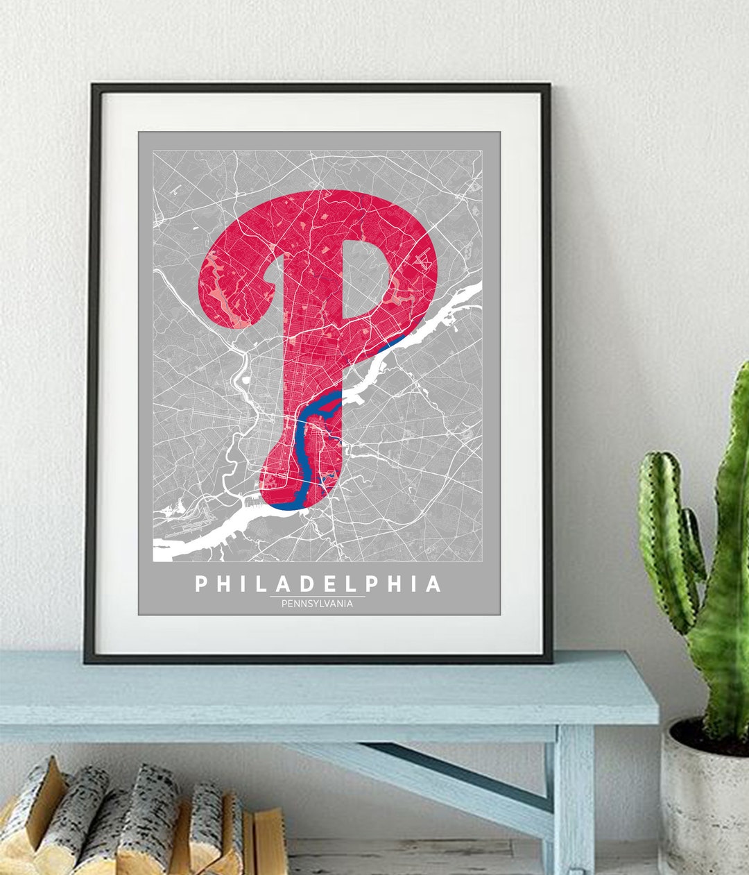 Philadelphia Phillies Map Poster Print Philly Pride Street - Etsy