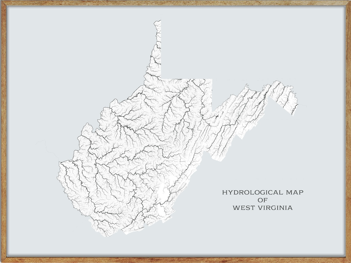 West Virginia Rivers Map Poster: Hydrological Art Print - Etsy