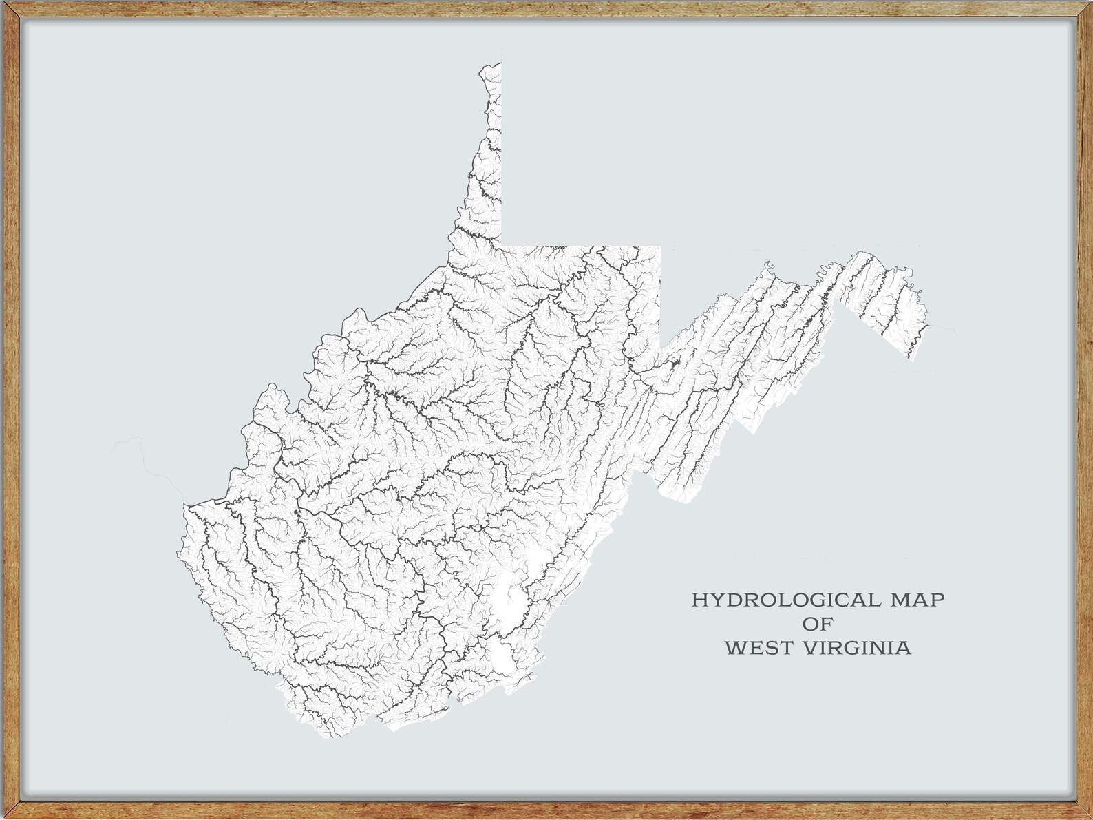 West Virginia Rivers Map Poster: Hydrological Art Print - Etsy