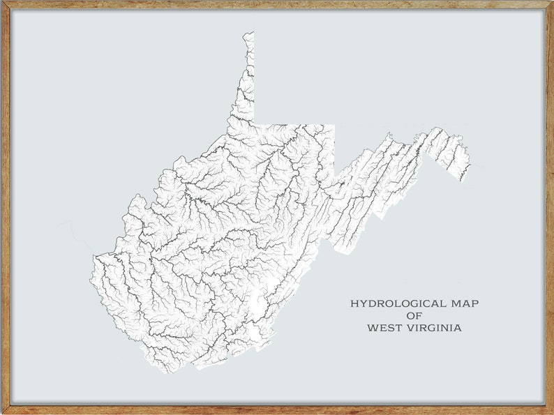 West Virginia Rivers Map Poster: Hydrological Art Print - Etsy