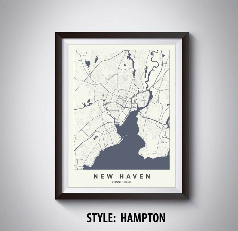 Map of New Haven CT New Haven Map New Haven Poster - Etsy