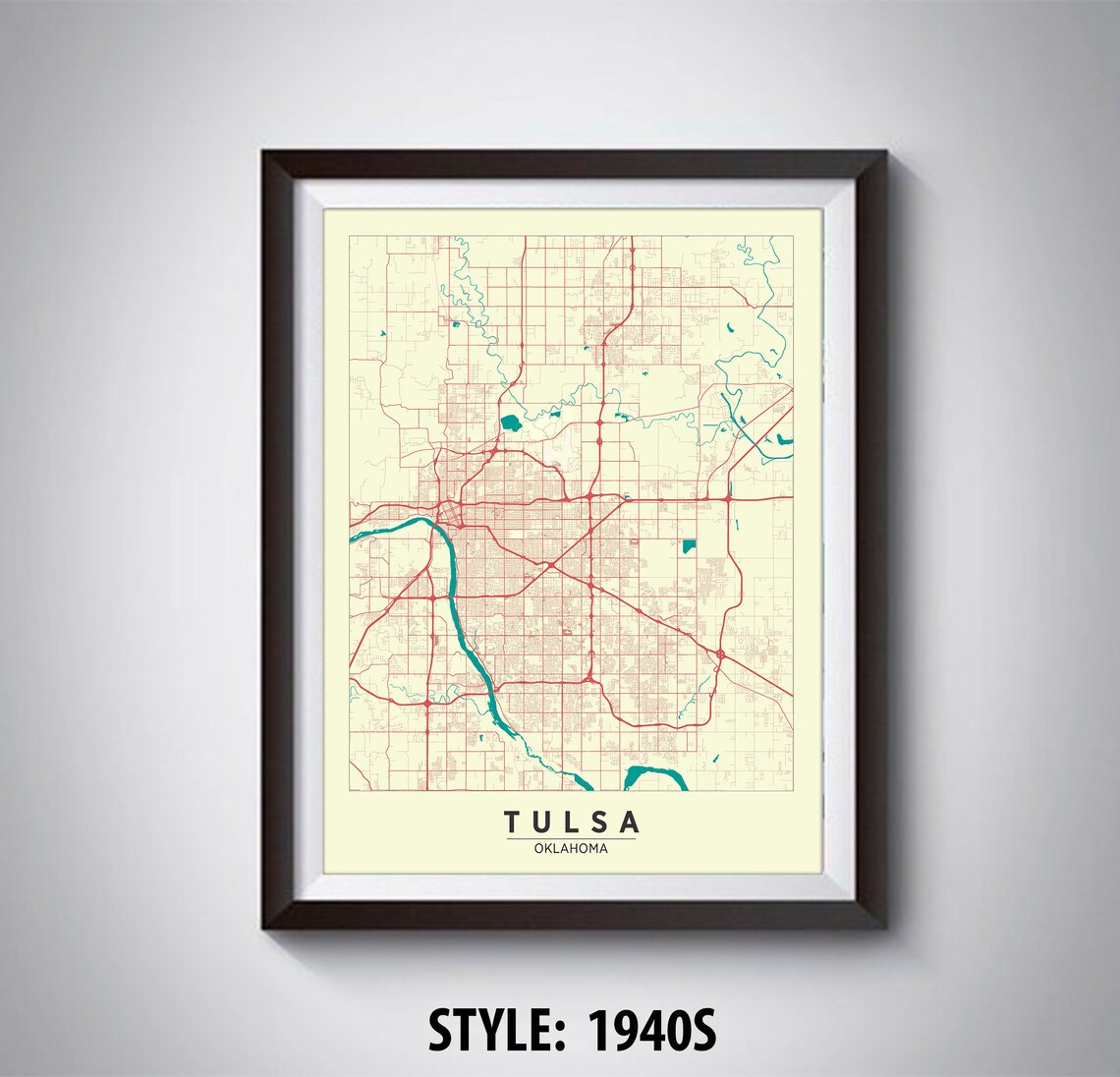 Map of Tulsa OK Tulsa Map Tulsa Poster Office Décor | Etsy