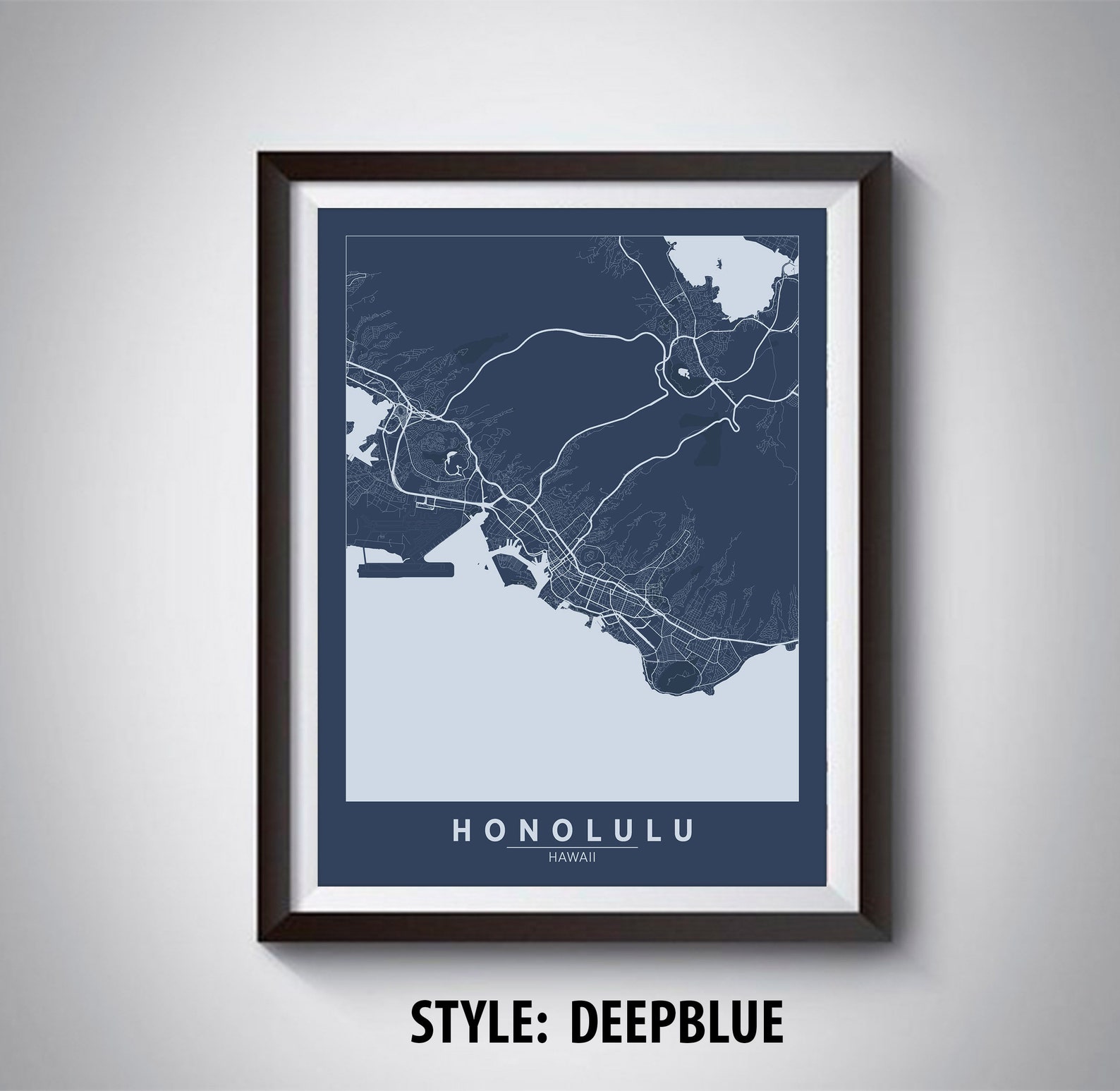 Map of Honolulu HI Honolulu Map Honolulu Poster Office - Etsy