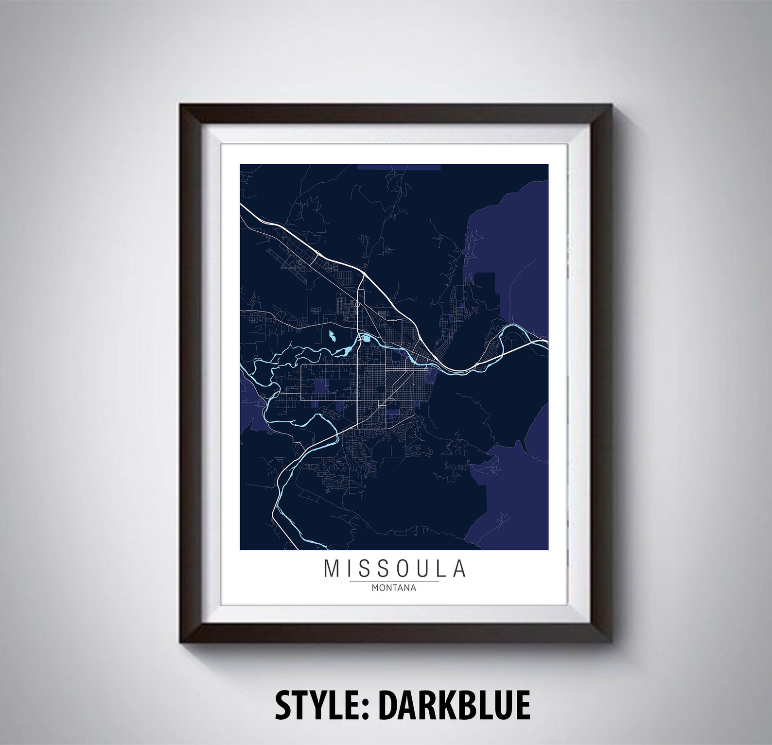 Map of Missoula MT Missoula Map Missoula Poster Office | Etsy