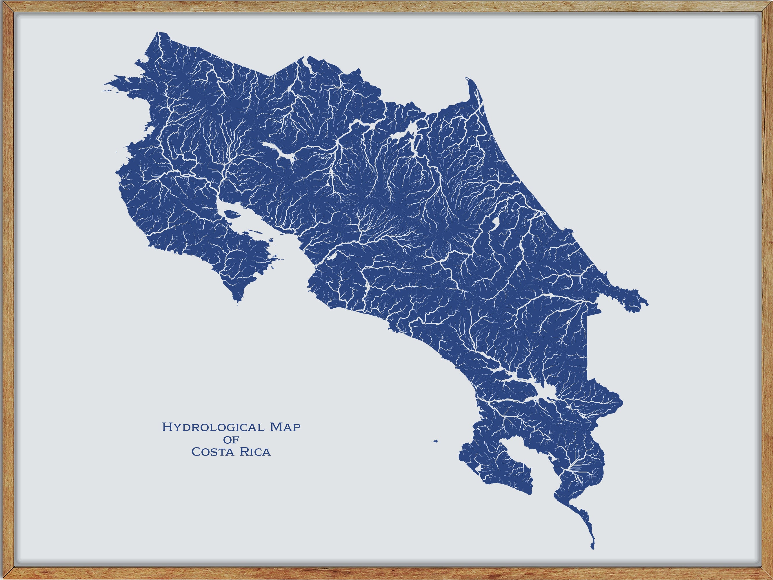 Mapa Hidrológico de Ríos y Lagos de Costa Rica Mapa del - Etsy México