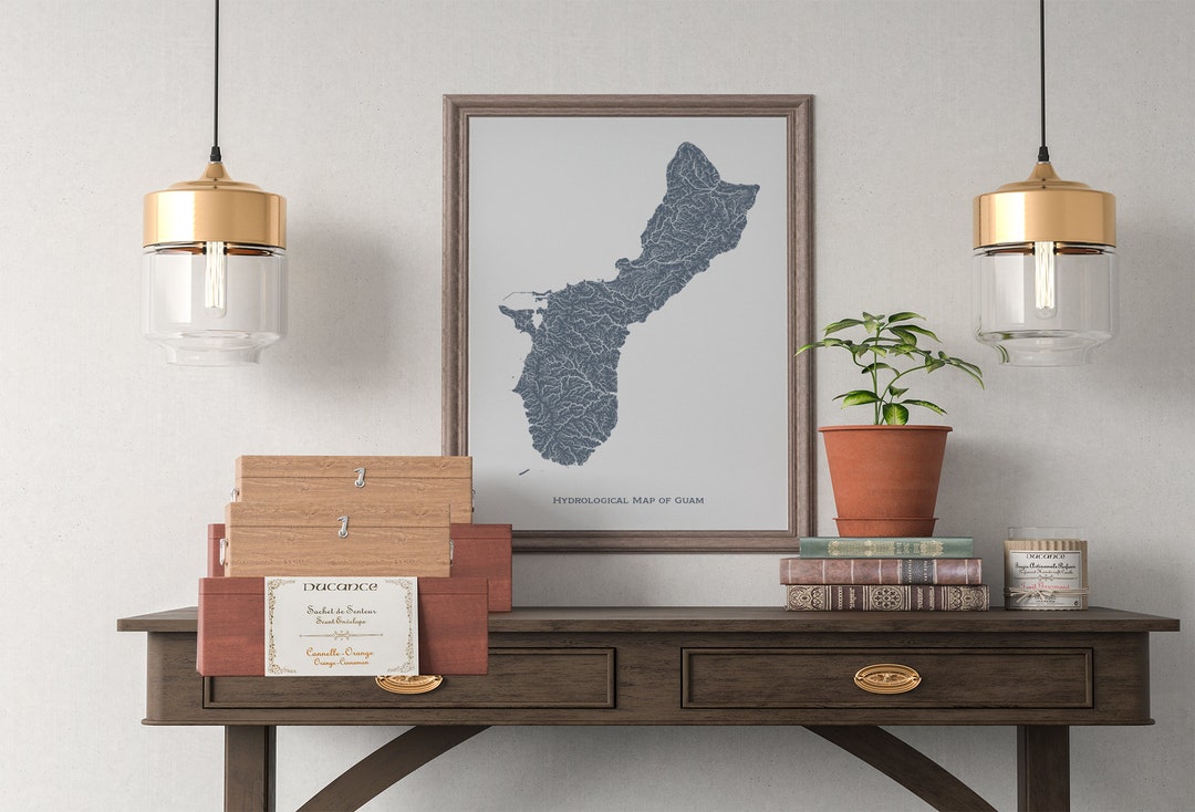 Guam Hydrological Map: Rivers & Lakes Art Print - Etsy