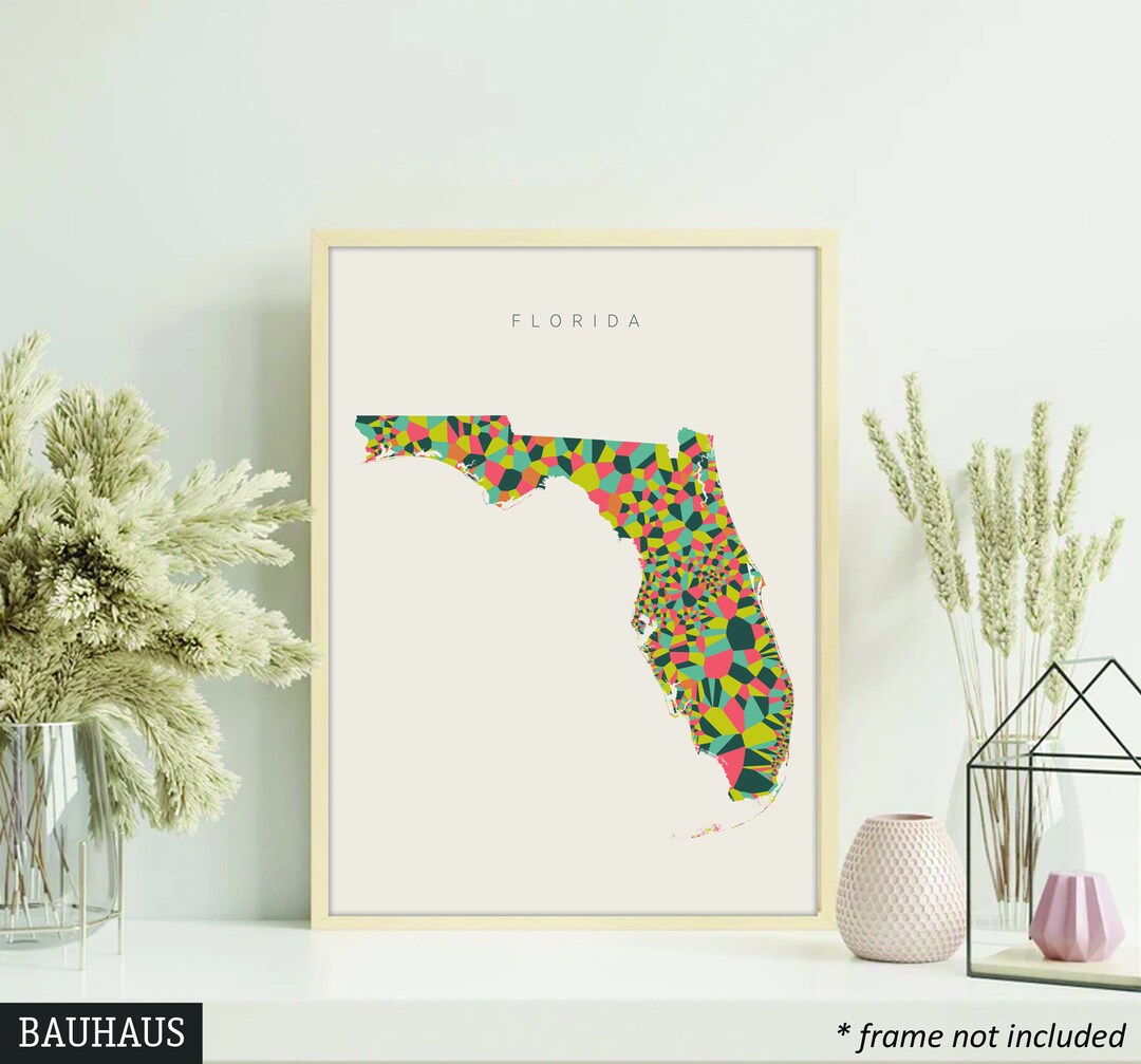 Florida Geometric Map Print: Mid-century Modern Wall Art - Etsy