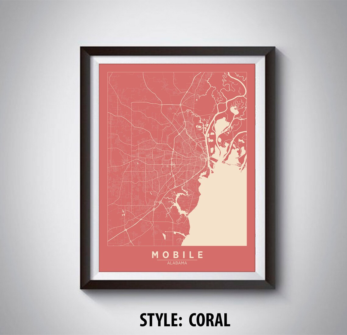 Map of Mobile AL Mobile Map Mobile Poster Office Décor | Etsy