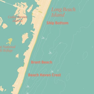 Long Beach Island Map - LBI New Jersey Map Print - NJ Beach Map ...