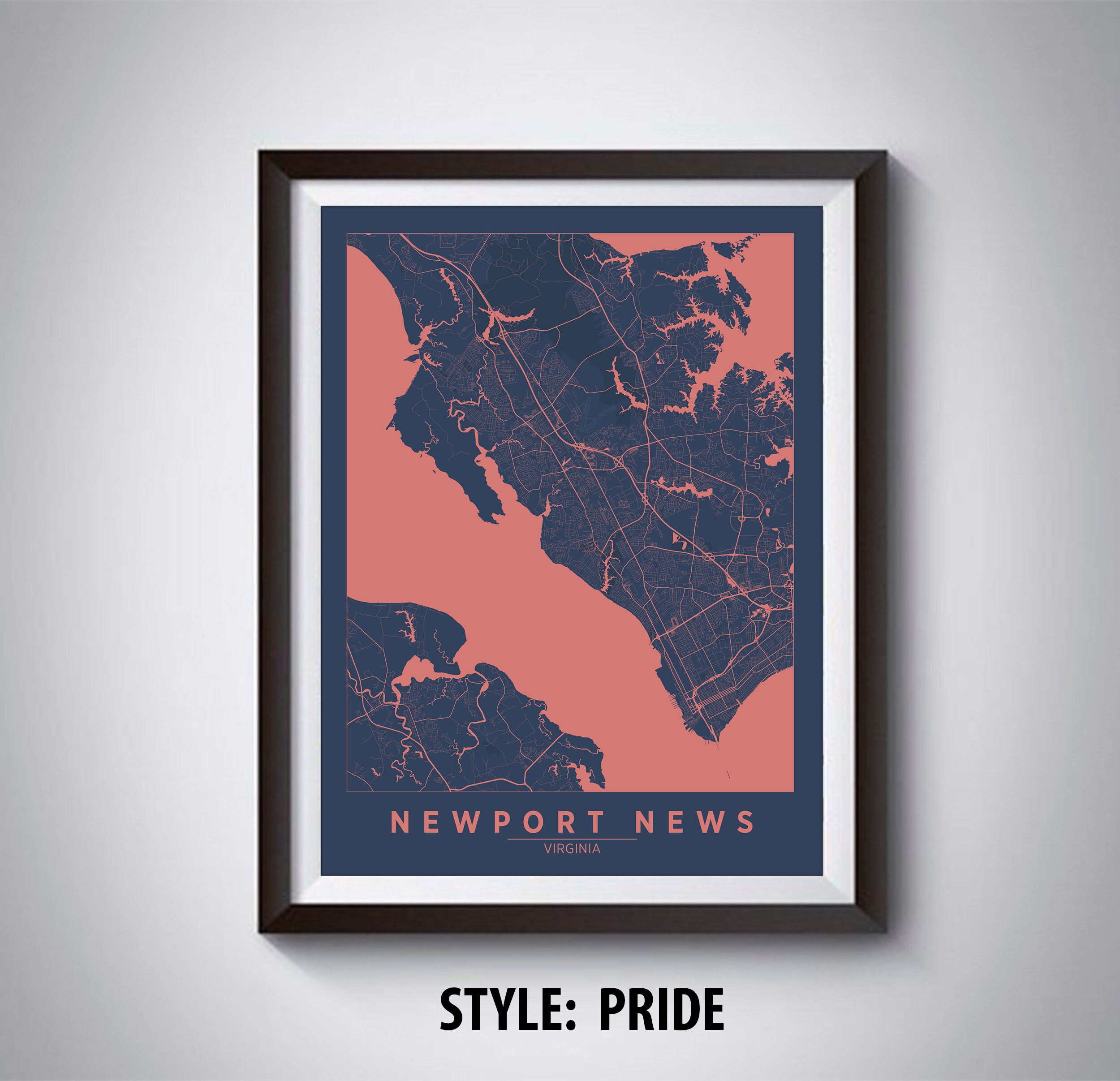 Map of Newport News VA Newport News Map Newport News | Etsy