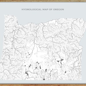 Oregon Rivers and Lakes Map Poster: Hydrological Art Print - Etsy