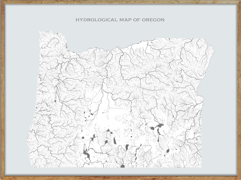 Oregon Rivers and Lakes Map Poster: Hydrological Art Print - Etsy