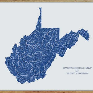 West Virginia Rivers Map Poster: Hydrological Art Print - Etsy