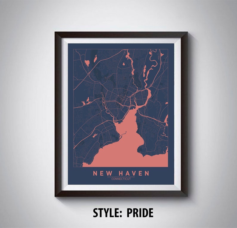 Map of New Haven CT New Haven Map New Haven Poster - Etsy