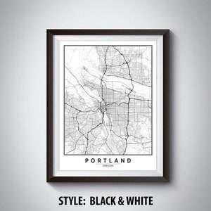 Map of Portland, Oregon - Portland Map - Portland Poster - Office Décor ...