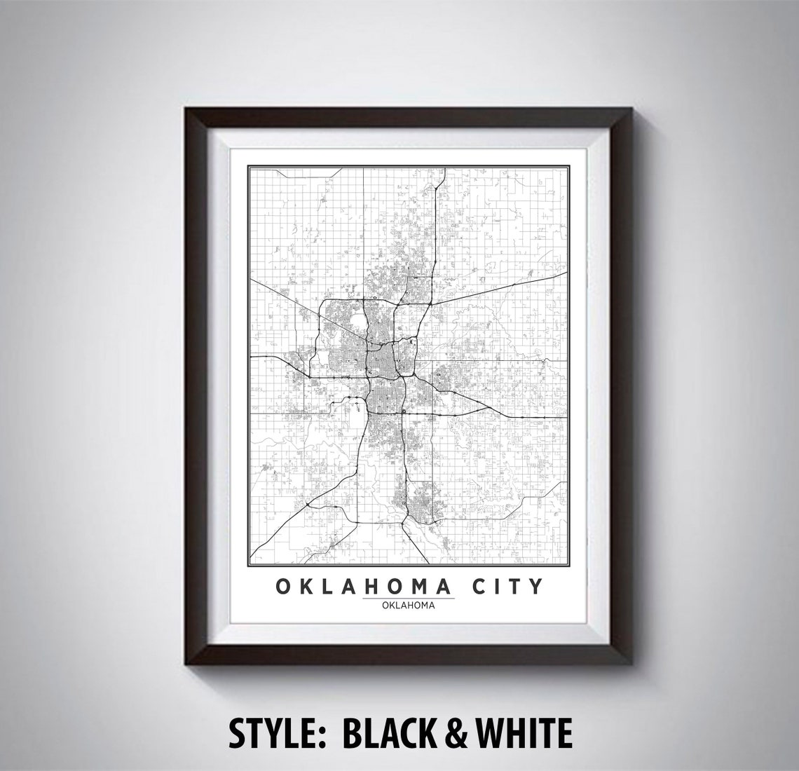 Map of Oklahoma City OK Oklahoma City Map Oklahoma City - Etsy