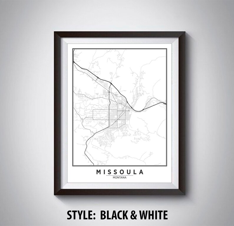 Map of Missoula MT Missoula Map Missoula Poster Office - Etsy