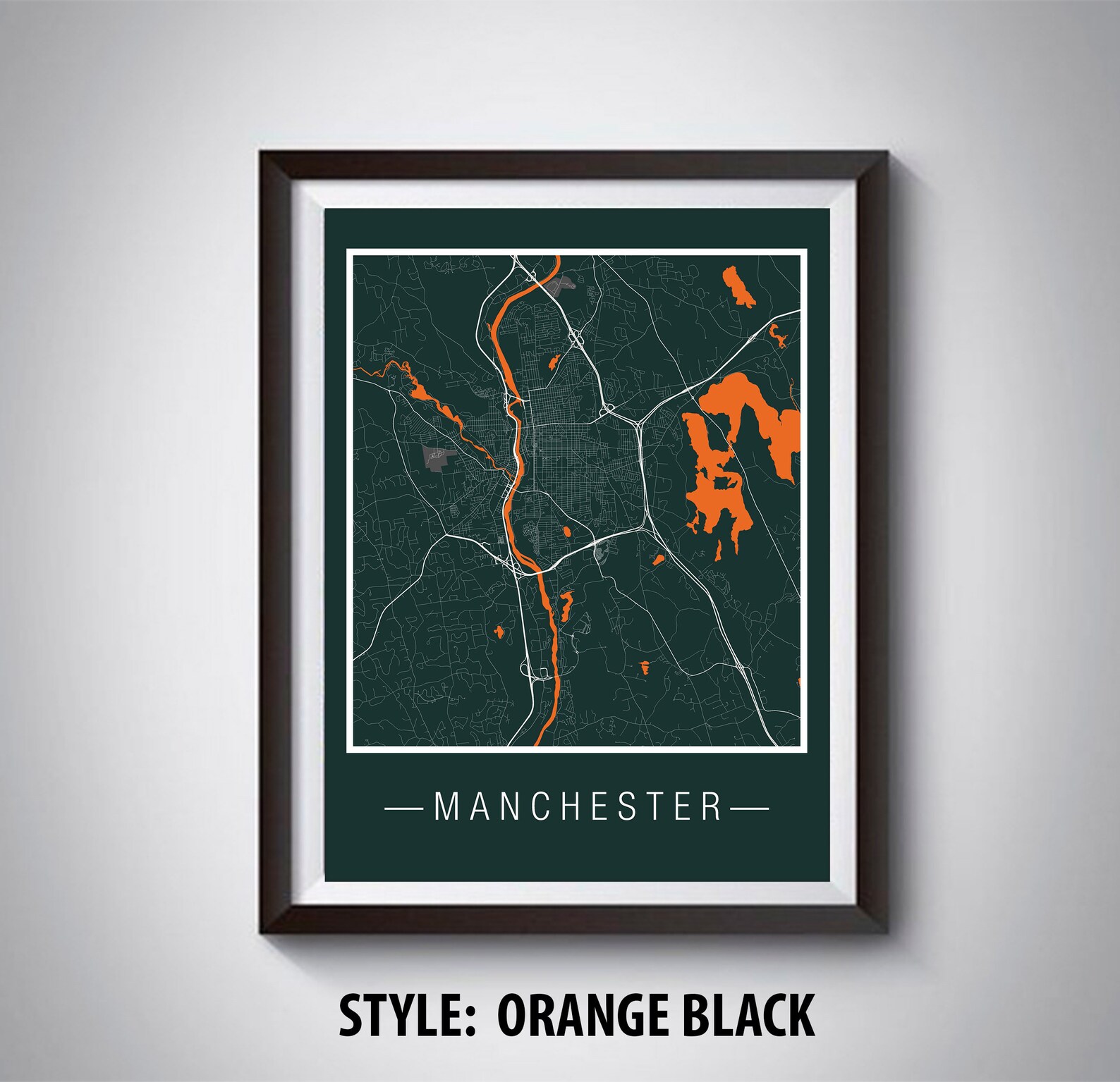 Map of Manchester NH Manchester Map Manchester Poster - Etsy