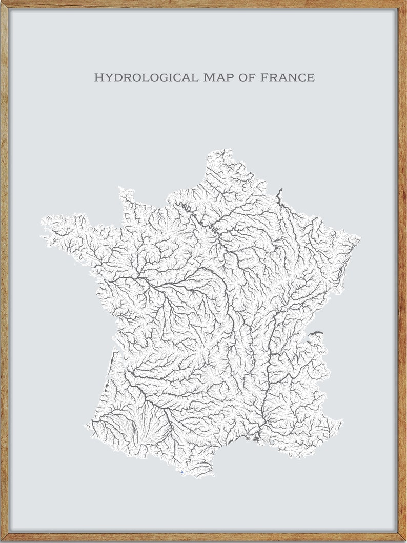 France Hydrological Map of Rivers and Lakes Map of France | Etsy