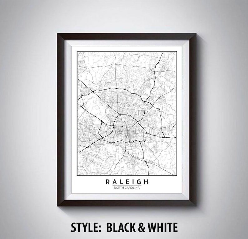 Map of Raleigh NC Raleigh Map Raleigh Poster Office - Etsy