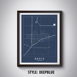 Map of Davis, CA - Davis Map - Davis Poster - Office Décor - Wall Art ...