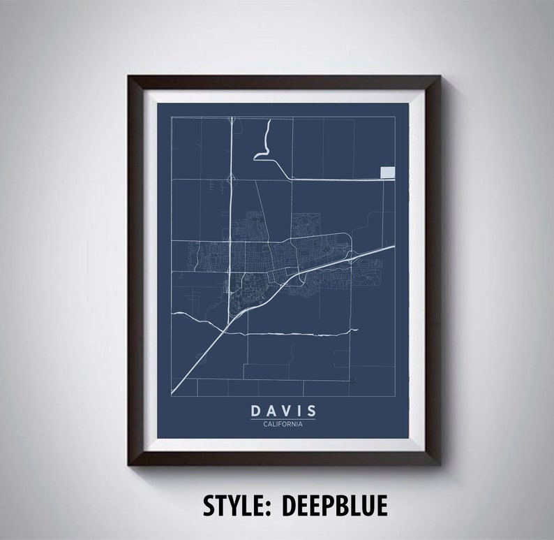 Map of Davis CA Davis Map Davis Poster Office Décor - Etsy