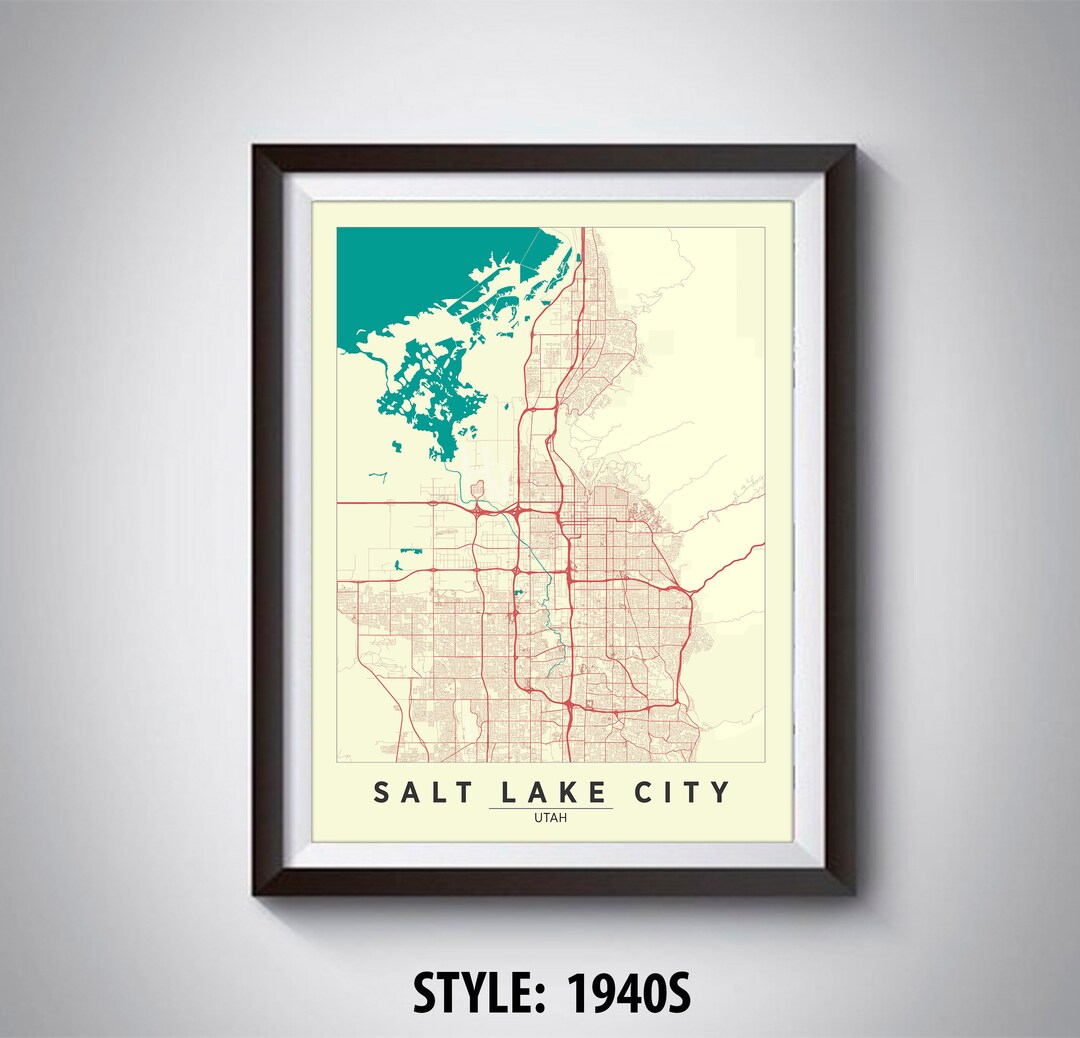 Map of Salt Lake City, UT - Salt Lake City Map - Salt Lake City Poster ...