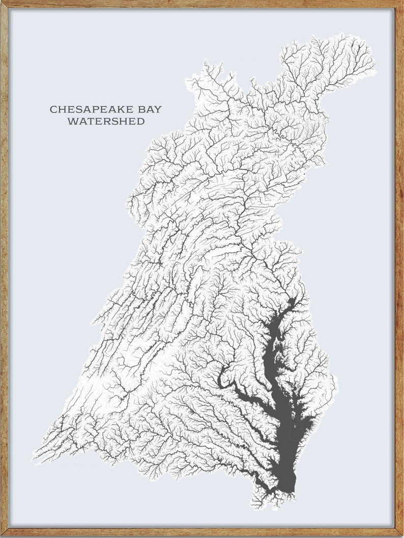 Chesapeake Bay Watershed Map of Rivers and Lakes - Etsy UK