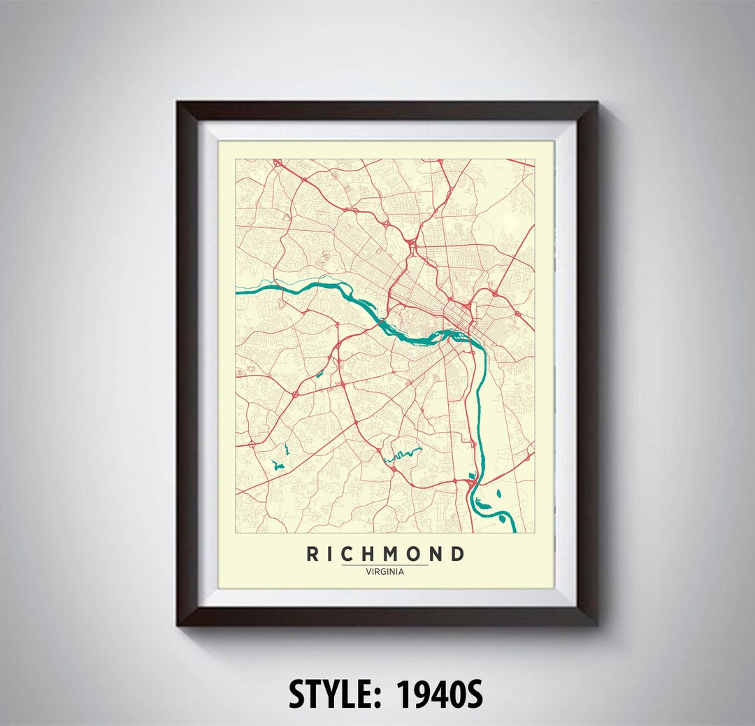 Map of Richmond, Virginia - Richmond Map - Richmond Poster - Office ...