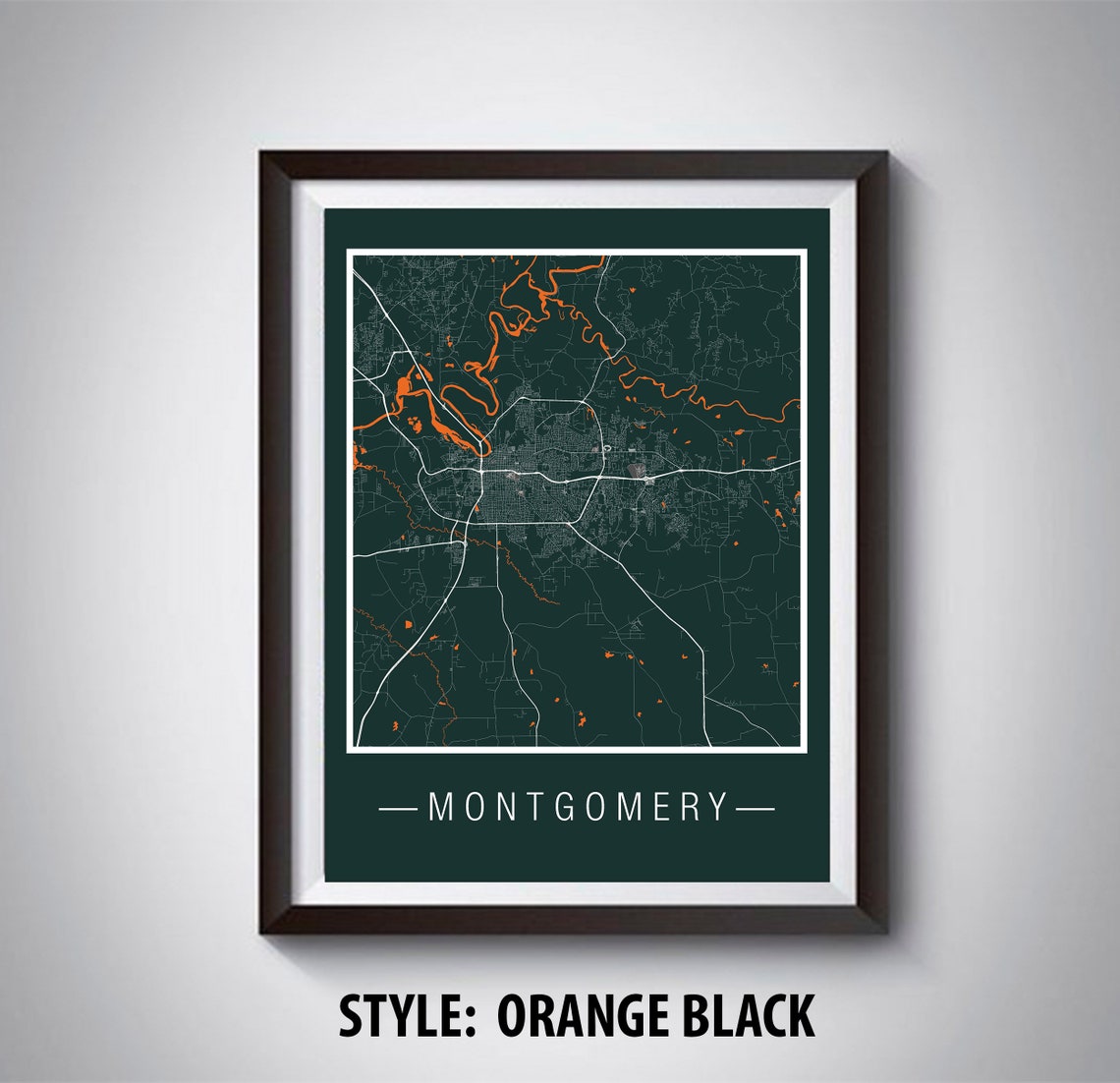 Map of Montgomery AL Montgomery Map Montgomery Poster | Etsy